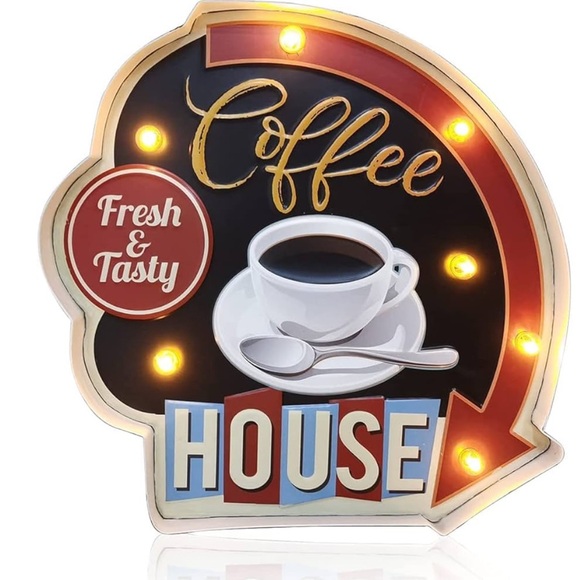 Accents | Coffee House Light Up Metal Wall Sign | Poshmark